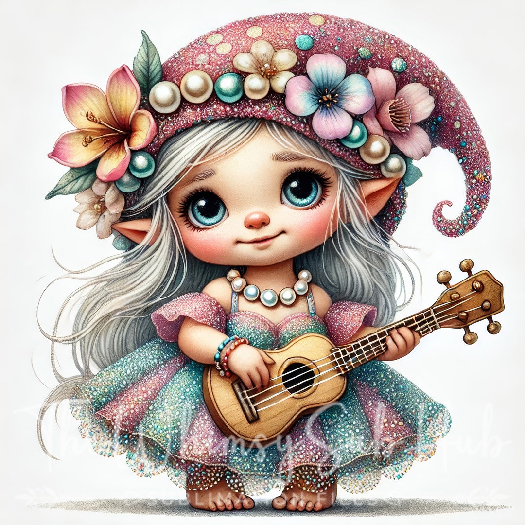 20 JPG Cute Watercolor Gnome Girl Images Fantasy Summer Stickers ...