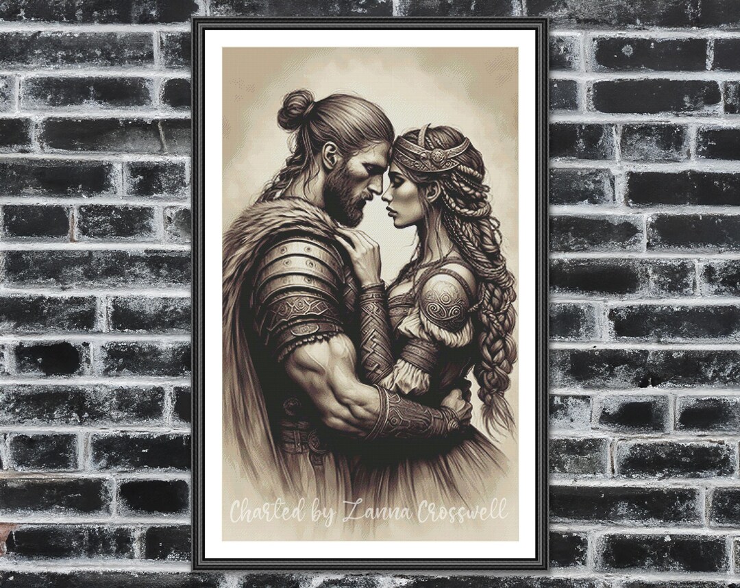The Northern Bond - Viking Couple Modern Full Coverage Cross Stitch ...