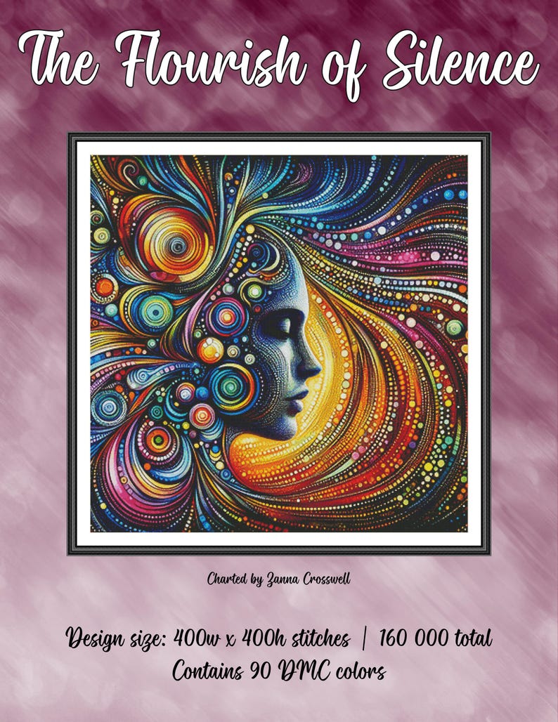 The Flourish of Silence - Abstract Modern Full Coverage Cross Stitch ...