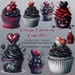 Creepy Valentine Cupcakes Watercolor Clipart Bundle. Clipart Set for ...