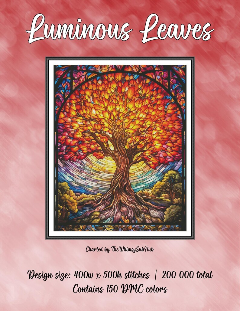 Luminous Leaves - Tree of Life Large Modern Full Coverage Cross Stitch ...