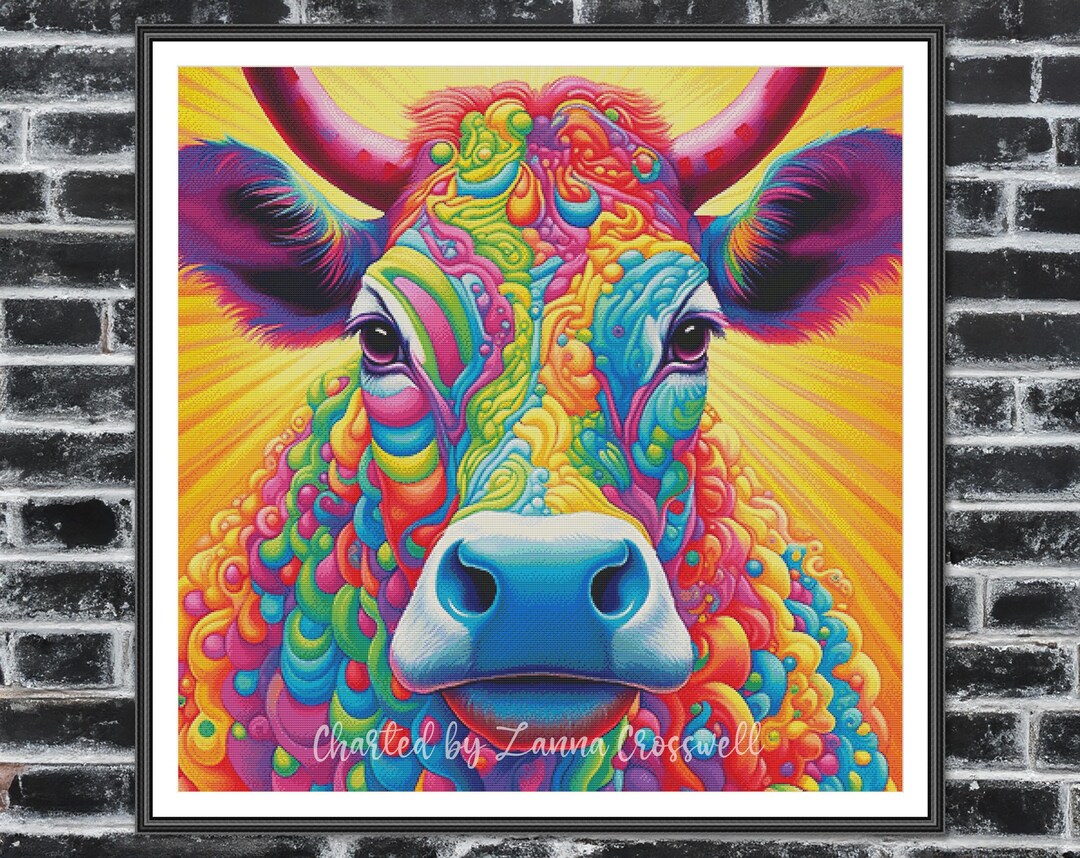 Moolicious Colors - Cow Modern Full Coverage Cross Stitch Pattern for ...