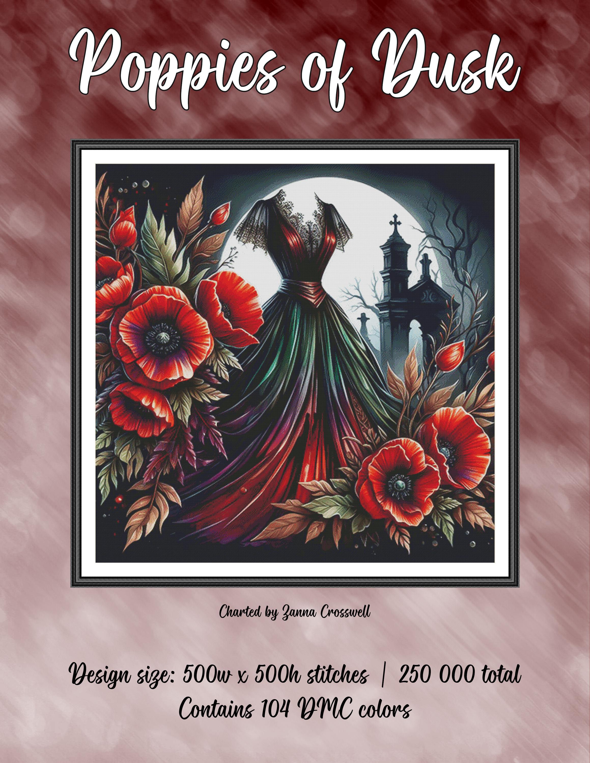 Poppies of Dusk - Gothic Elegant Dress Large Modern Full Coverage Cross ...