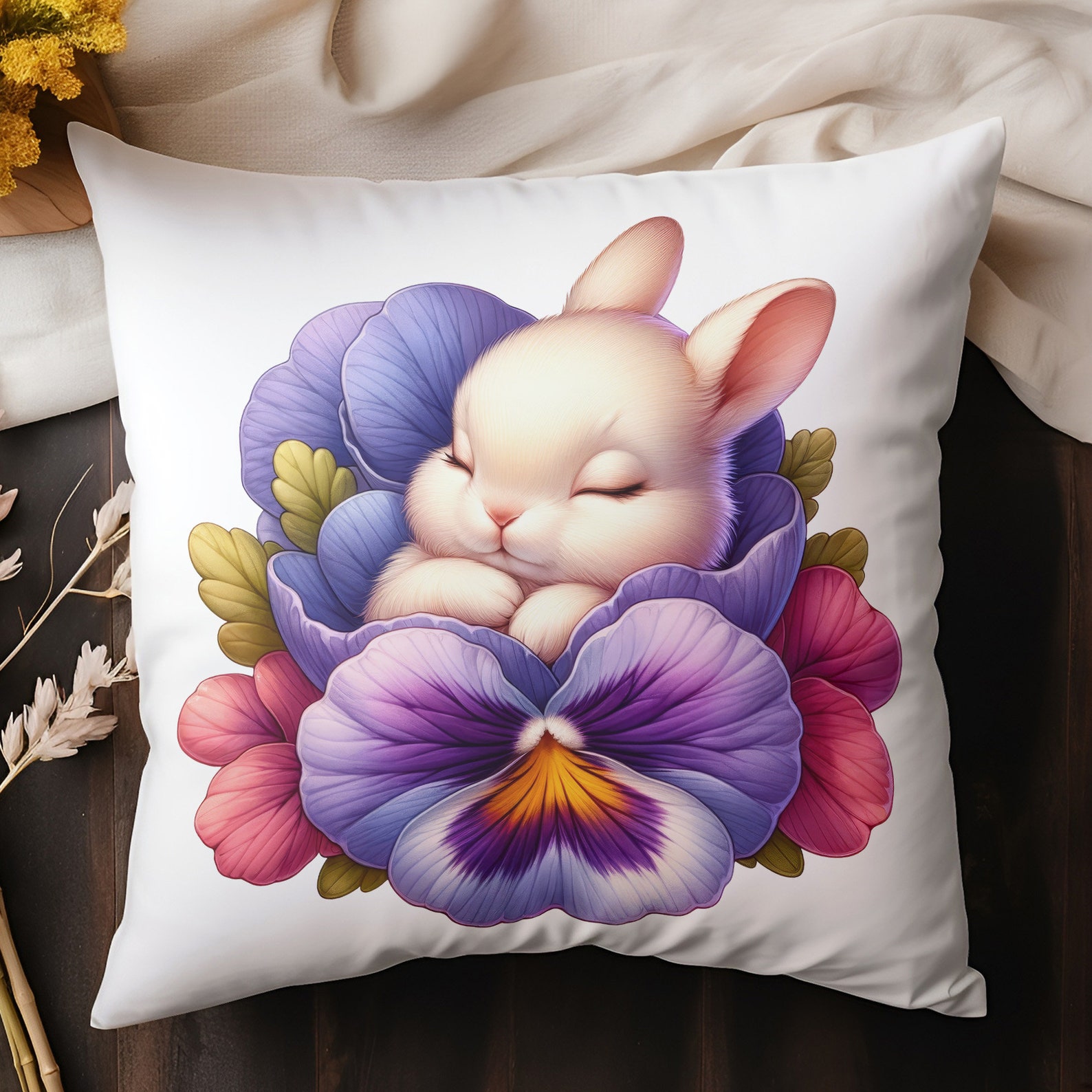 Cute Bunny in Spring Flowers Watercolor Clipart Bundle. Clipart Set for ...