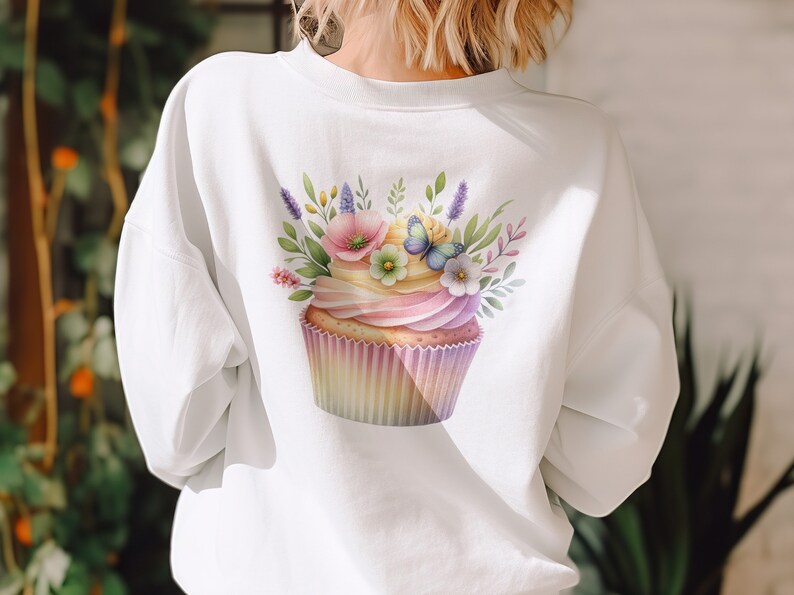 Floral Spring Cupcakes Pastel Watercolor Clipart Bundle. Clipart Set ...