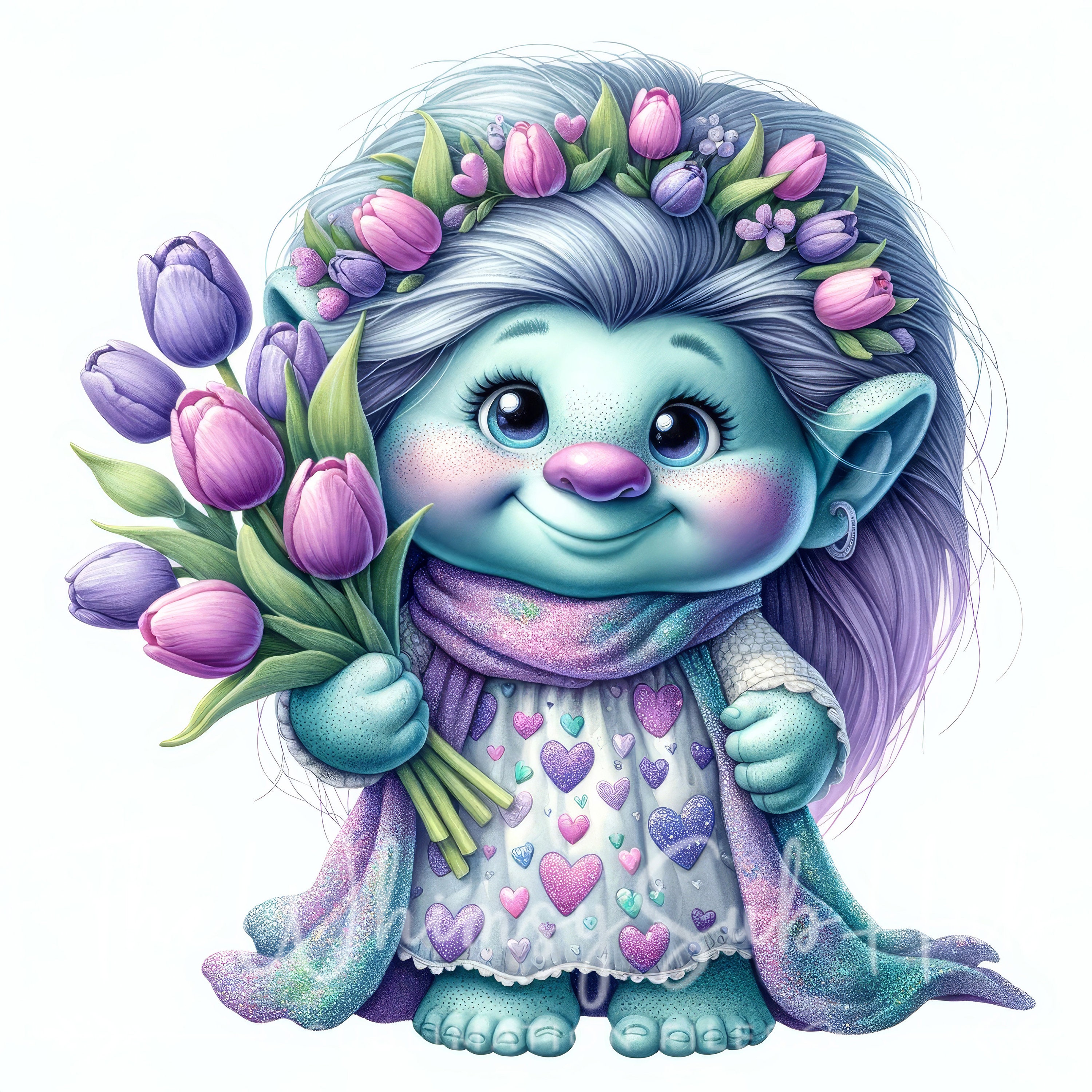 28 JPG Cute Watercolor Troll Images - Fantasy Floral Stickers ...