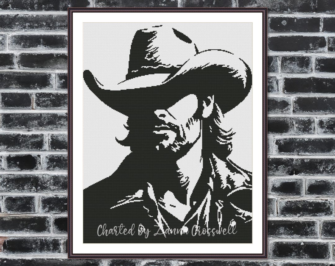 Under the Cowboy Hat - Western Monochrome Cross Stitch Pattern for ...