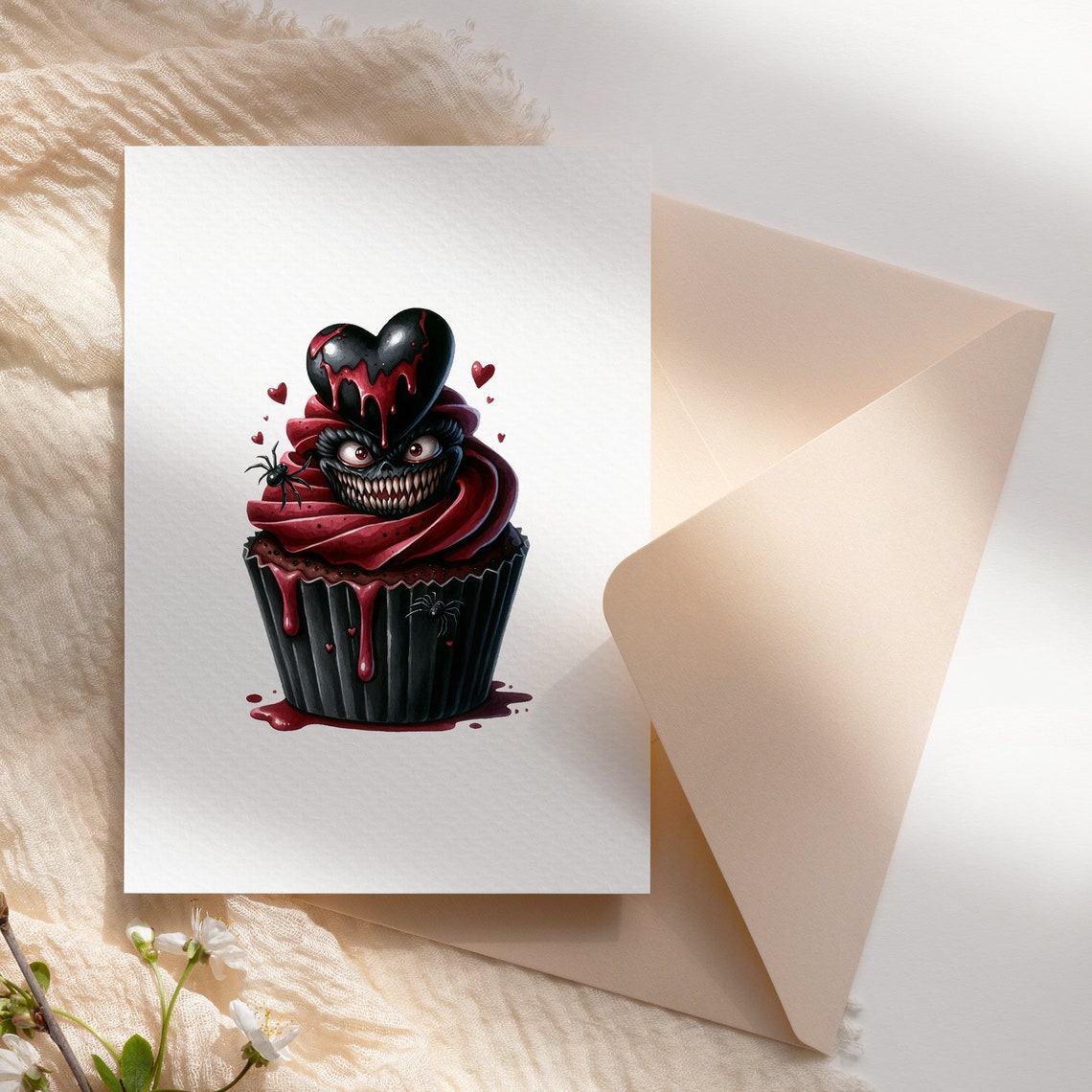 Creepy Valentine Cupcakes Watercolor Clipart Bundle. Clipart Set for ...