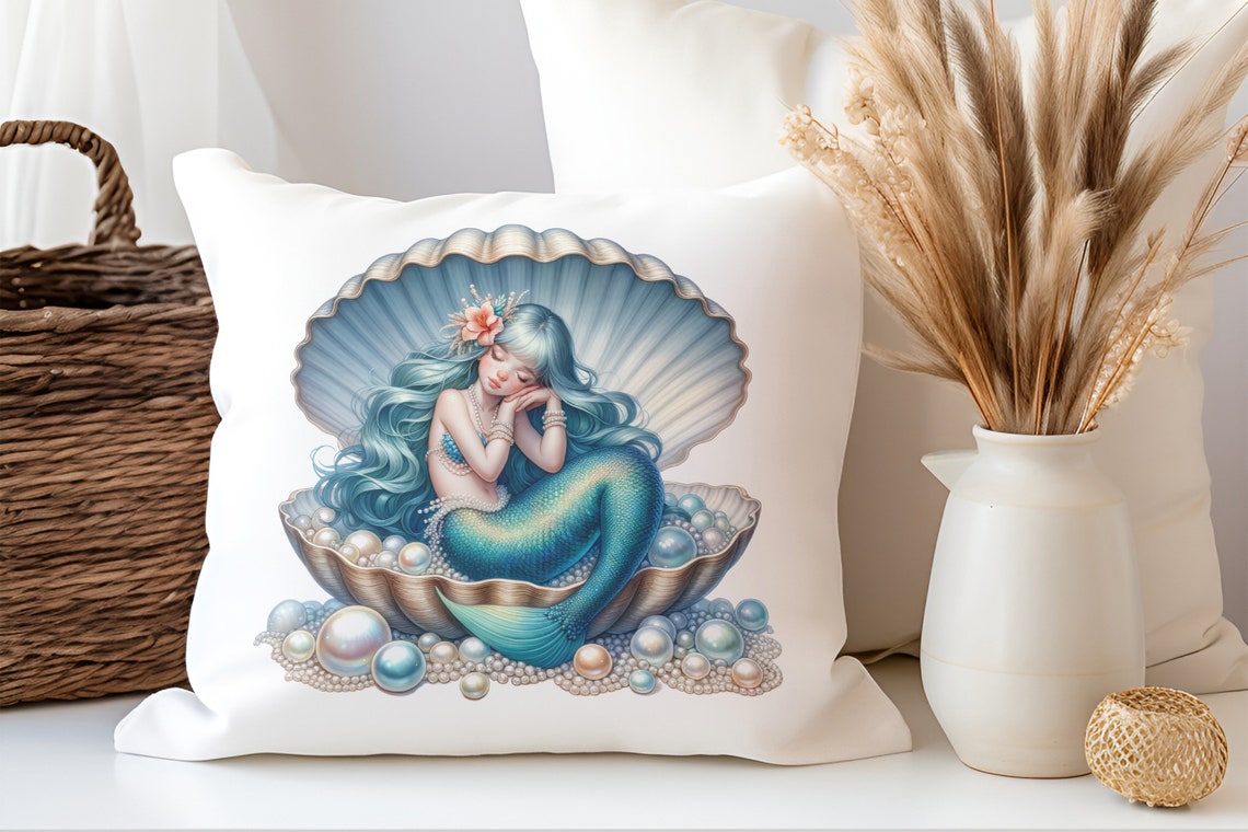 Whimsical Sleeping Mermaids Watercolor Clipart Bundle. Clipart Set for ...