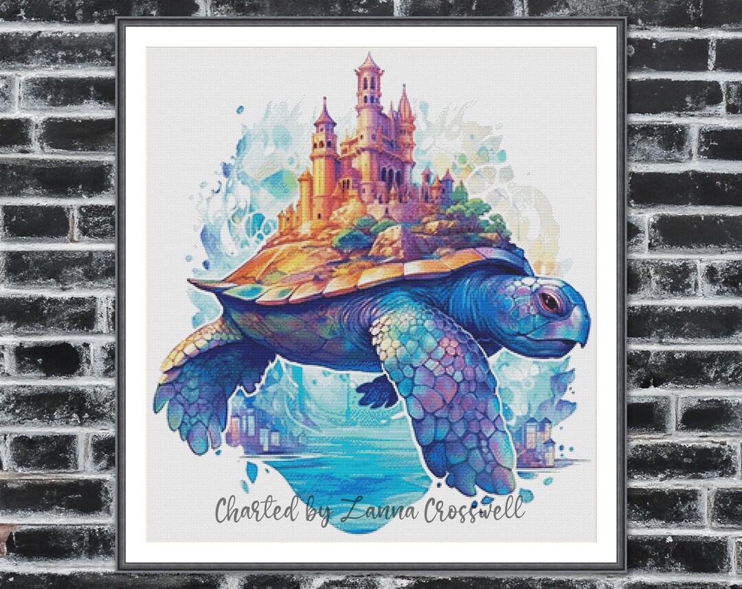 Turtle Castle - Modern Partial Coverage Counted Cross Stitch Pattern ...