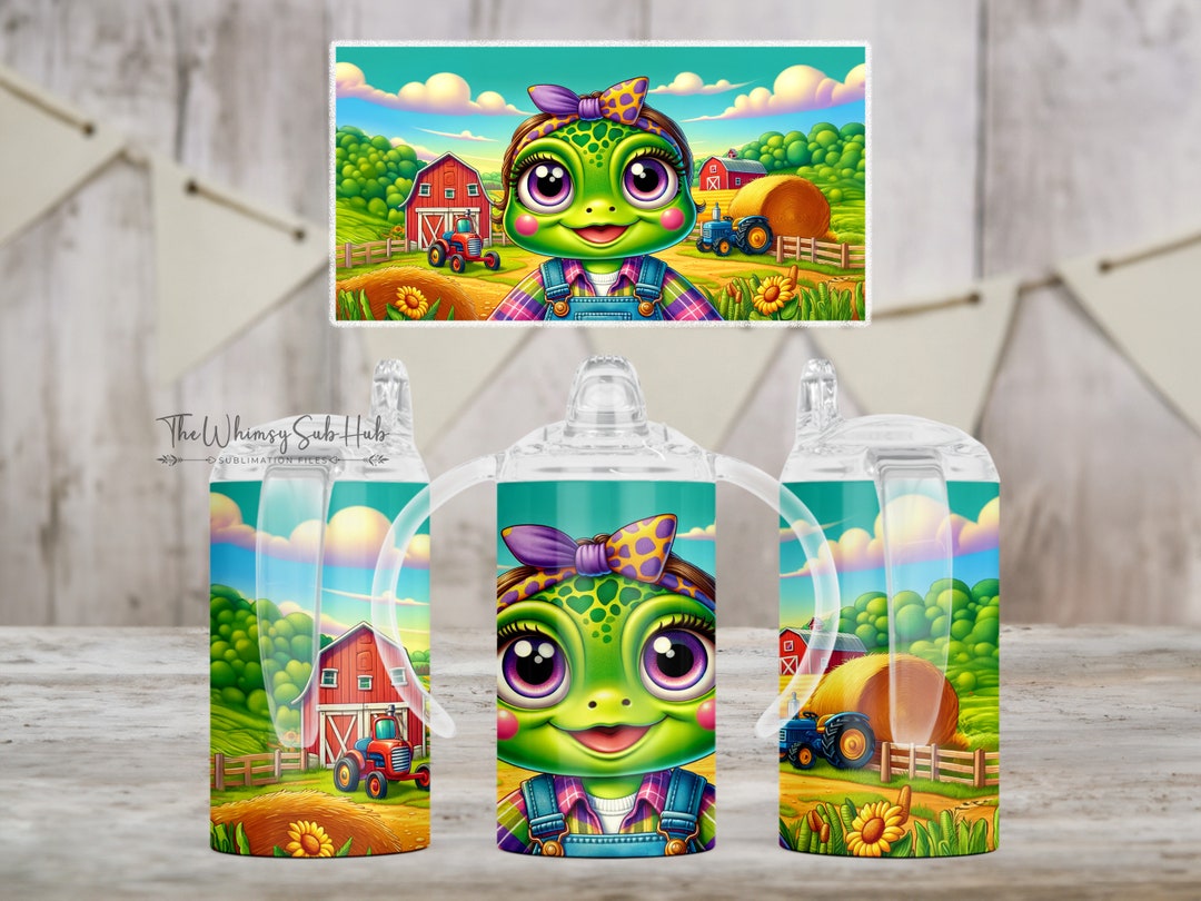 Cute Frog Cartoon Farm Animal 12 Oz Kids Sippy Cup Straight Wrap ...