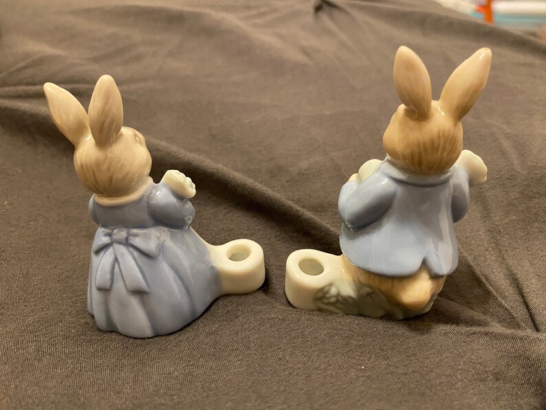 Vintage Biedermann Porcelain Easter Bunny Rabbit Mini Candle Holder Set ...