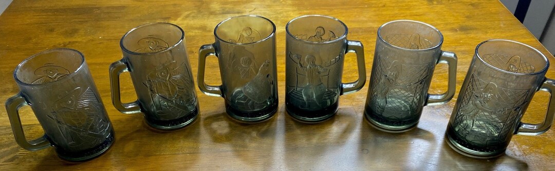 6 Vintage 1970s Mcdonald's Smoked Glass Mug/cup: Ronald, Grimace ...