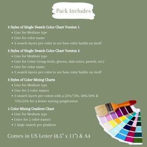 Printable Color Swatch Chart Pack for Colored Pencils Markers | DIY ...
