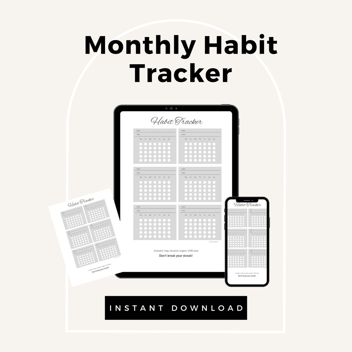Printable Habit Tracker Habit Tracking Daily Habit Tracker Monthly ...