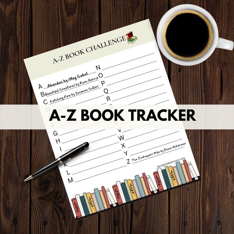 Printable A-Z Book Challenge Reading Challenge Book Lover. Alphabet ...