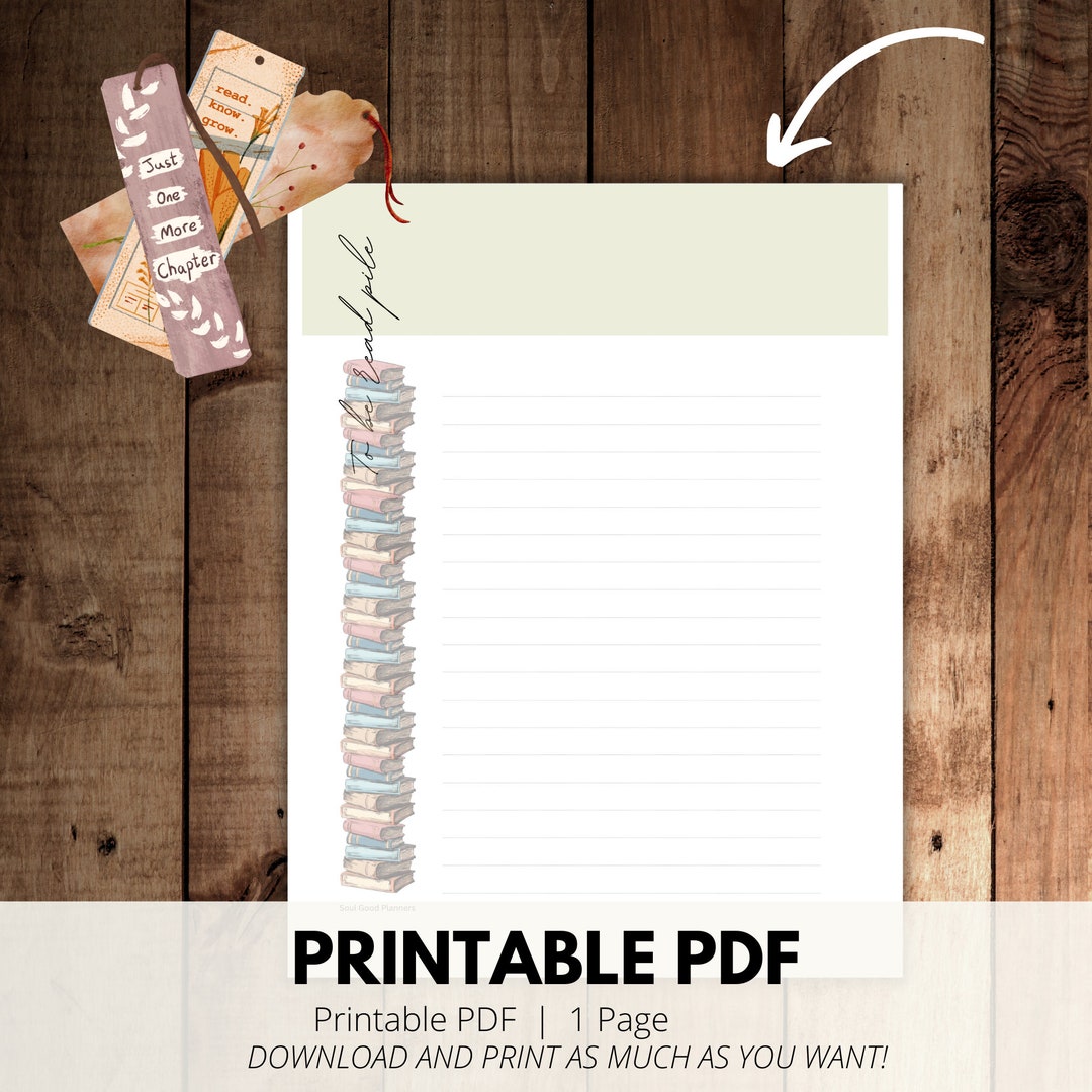 To Be Read Pile Printable, Books to Read List, to Be Read Pile List ...