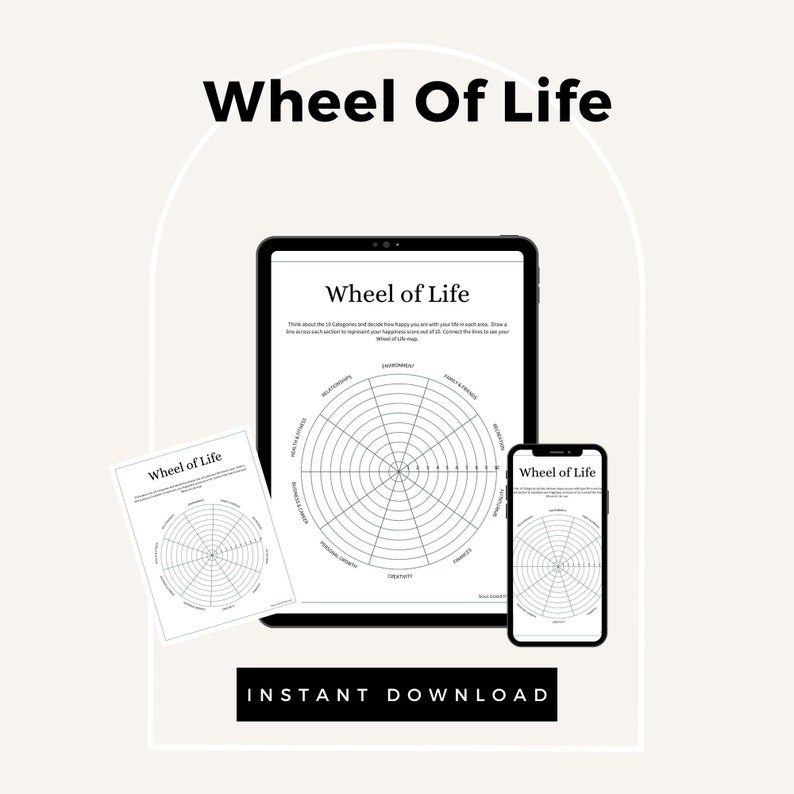 INSTANT DOWNLOAD Wheel of Life PDF Printable, Wheel of Life Template ...