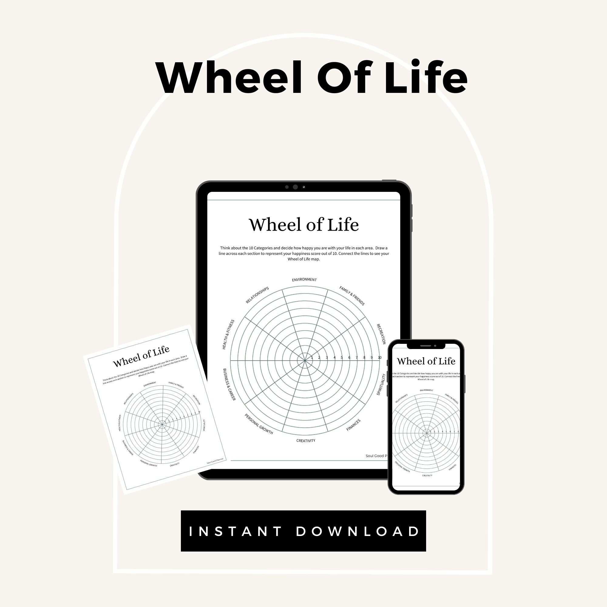 INSTANT DOWNLOAD Wheel of Life PDF Printable, Wheel of Life Template ...