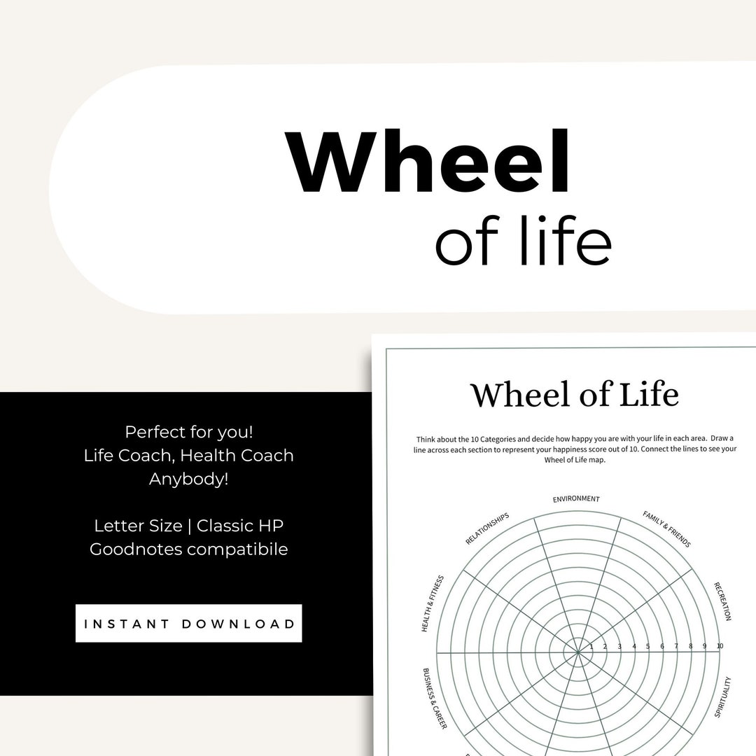 INSTANT DOWNLOAD Wheel of Life PDF Printable, Wheel of Life Template ...