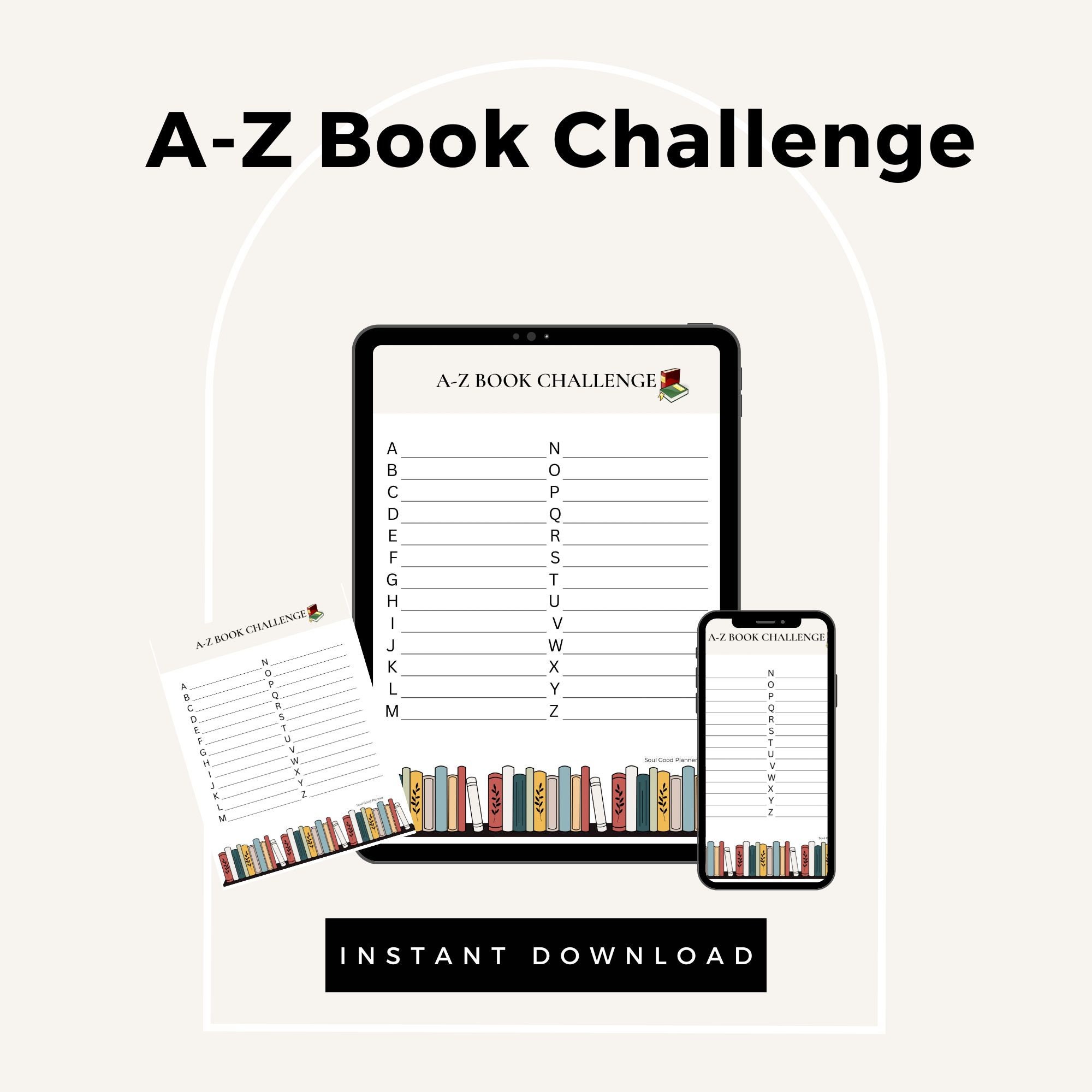 Printable A-Z Book Challenge Reading Challenge Book Lover. Alphabet ...