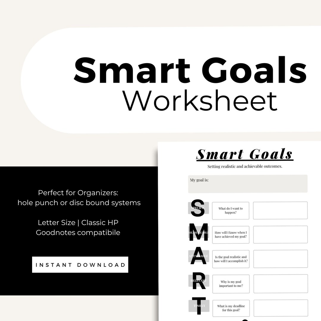 Smart Goal Setting Worksheet, Goal Planner, Printable Goal Planner ...