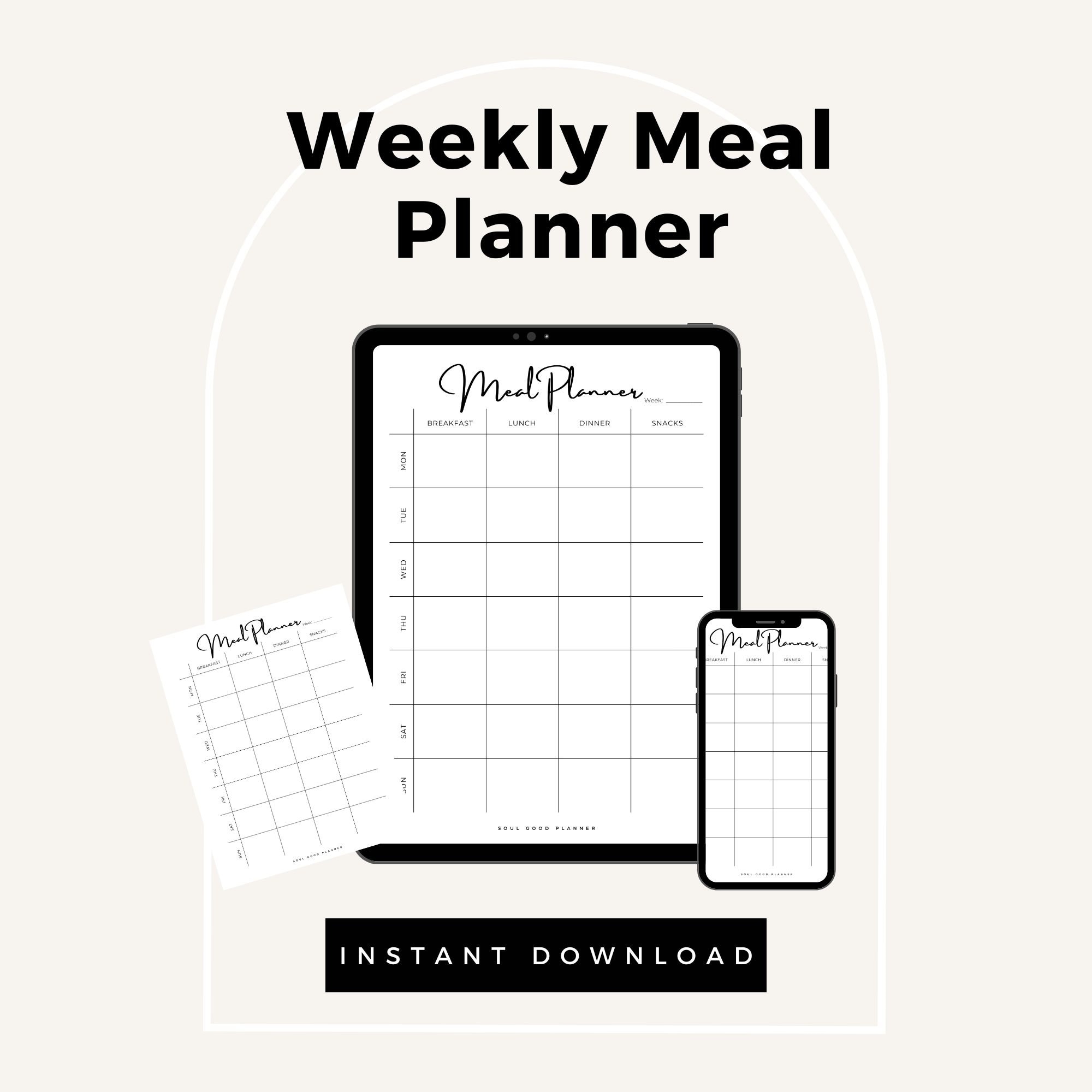 INSTANT DOWNLOAD Weekly Meal Planner Printable, 7 Day Menu Planner ...