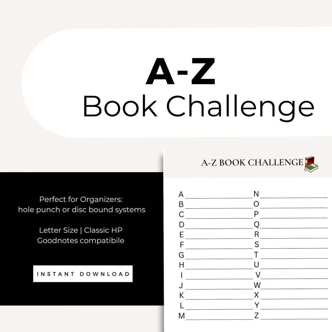 Printable A-Z Book Challenge Reading Challenge Book Lover. Alphabet ...