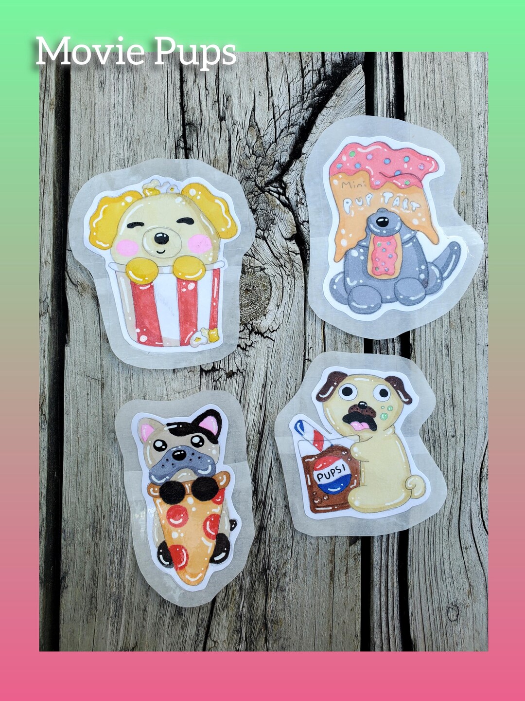 Movie Theater Pup Stickers (set of 4) - Etsy