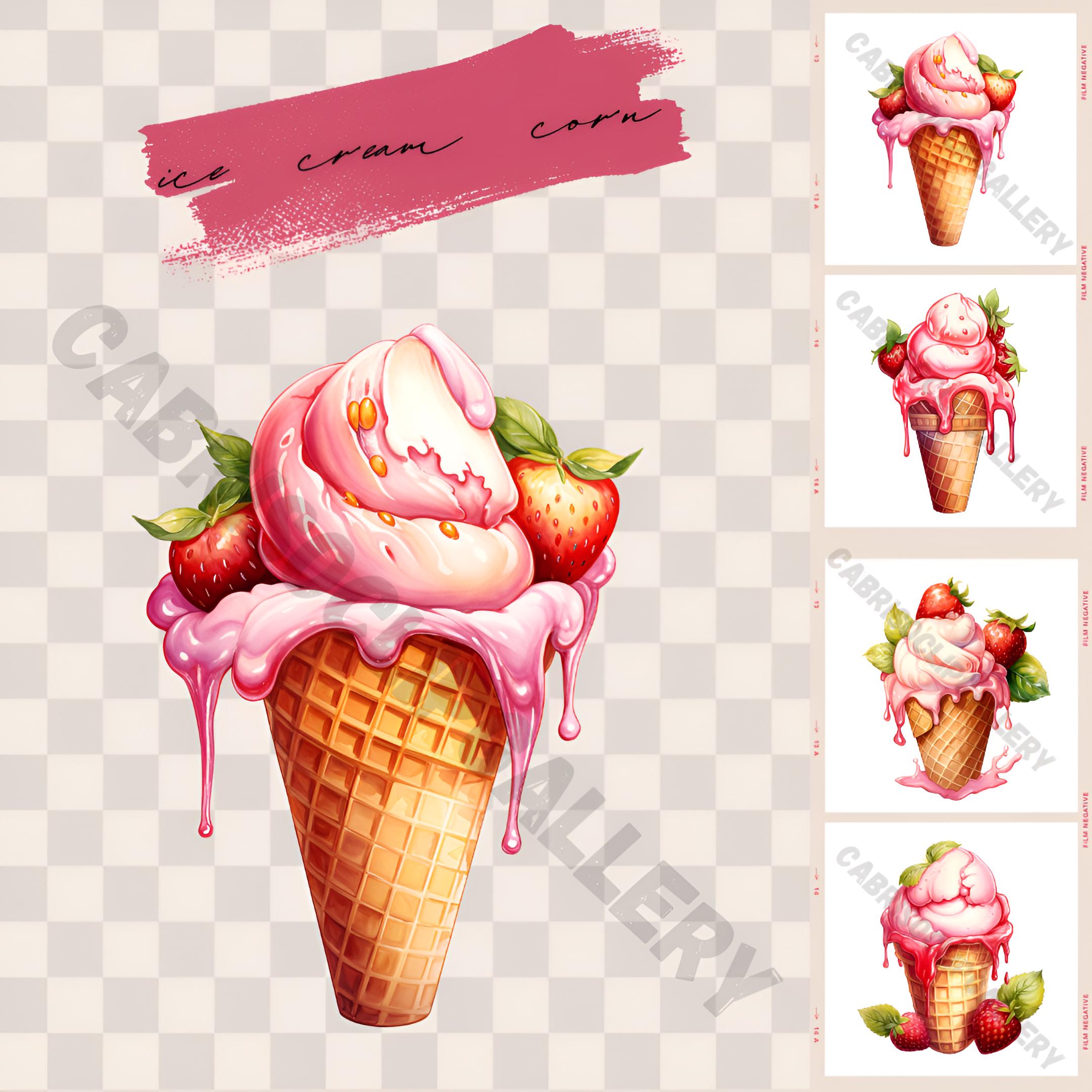 Ice Cream Watercolor Clipart, Dessert Png Graphics, Ong Sweets, Sticker ...