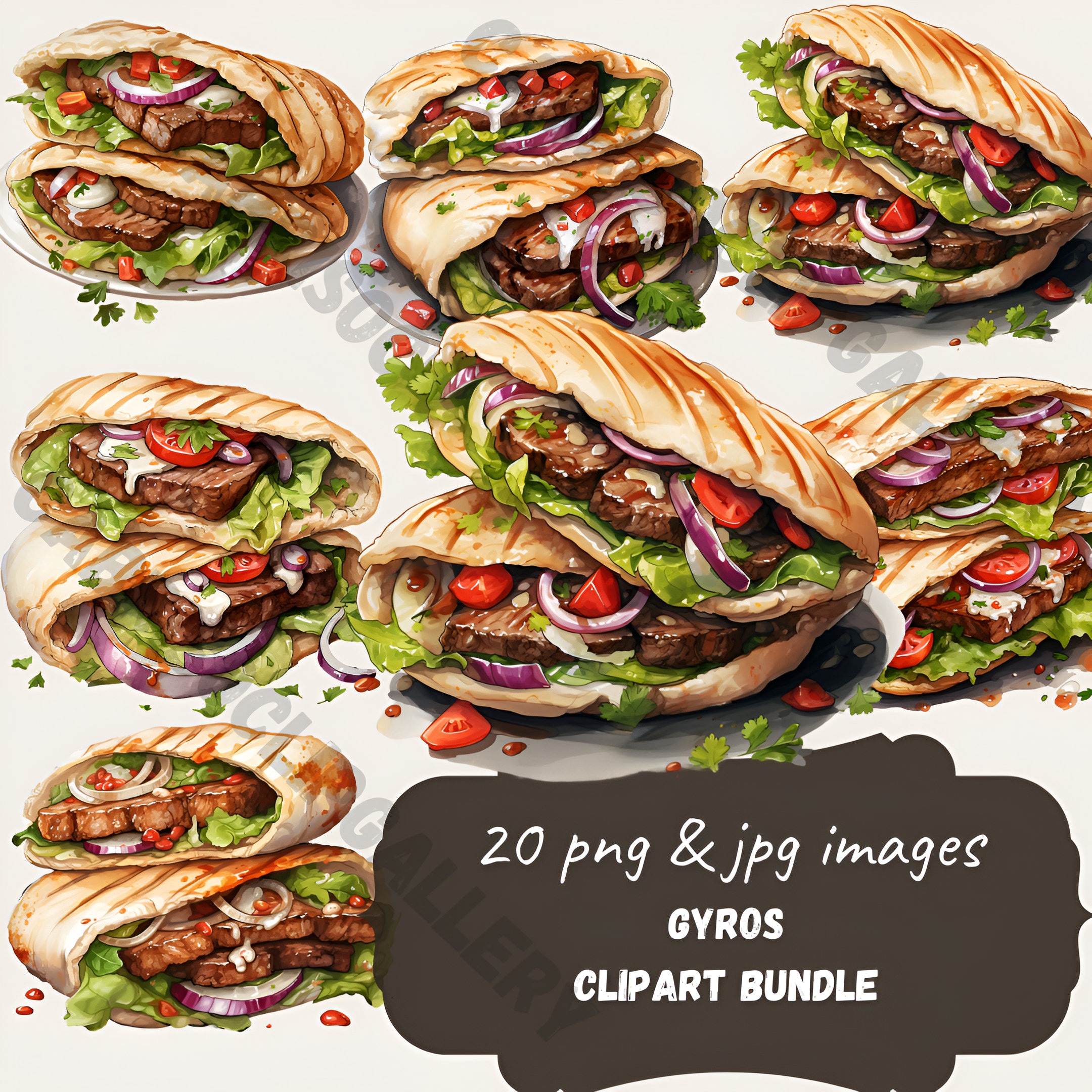 Watercolor Fast Food Clipart, 20 High Resolution PNG, Street Food ...