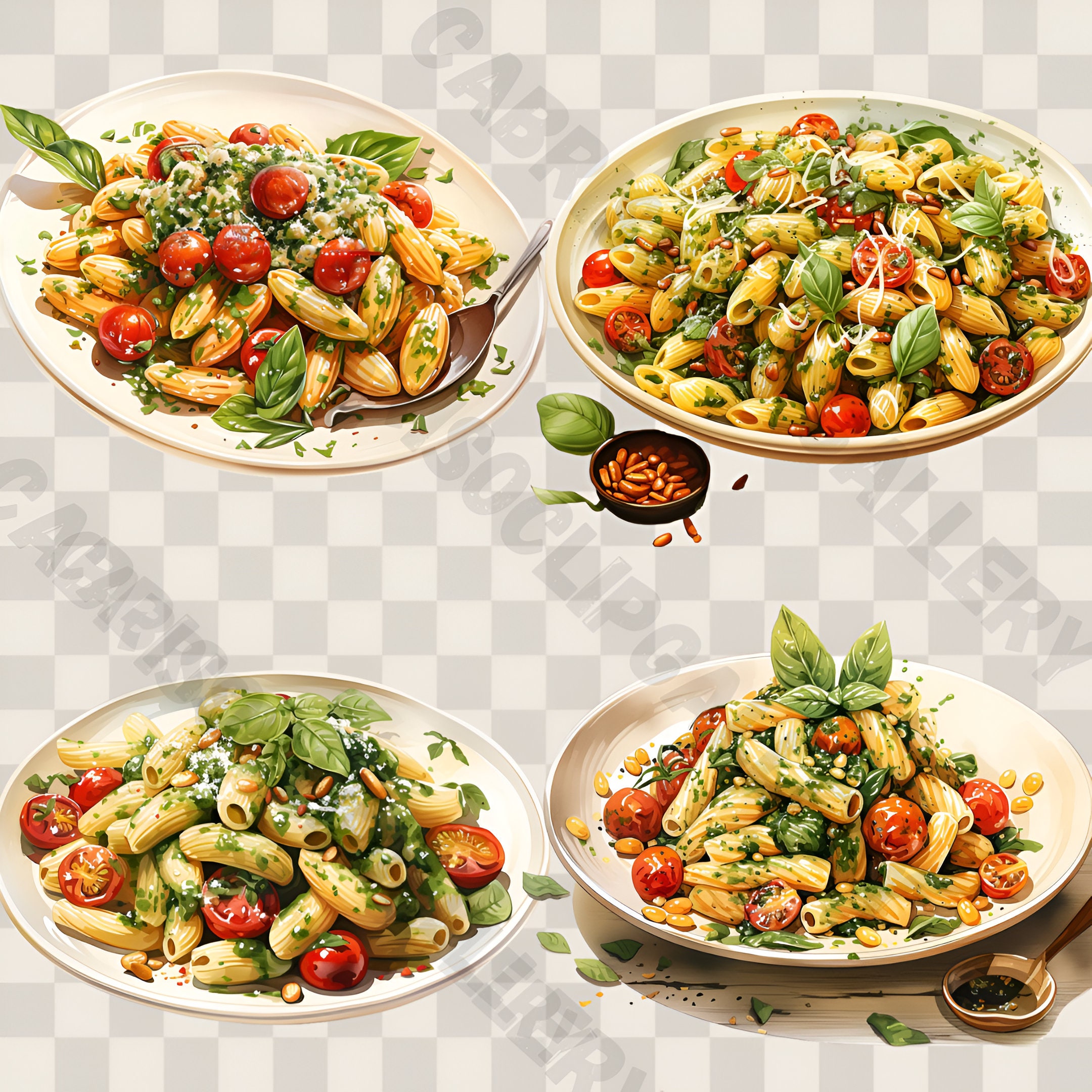 Food, Pasta, Pasta Watercolor Clipart, Food Png Graphics, Pesto ...