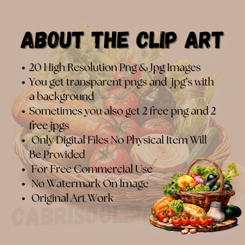 Watercolor Vegetable Basket Clipart, 20 High Resolution PNG, Vegetable ...