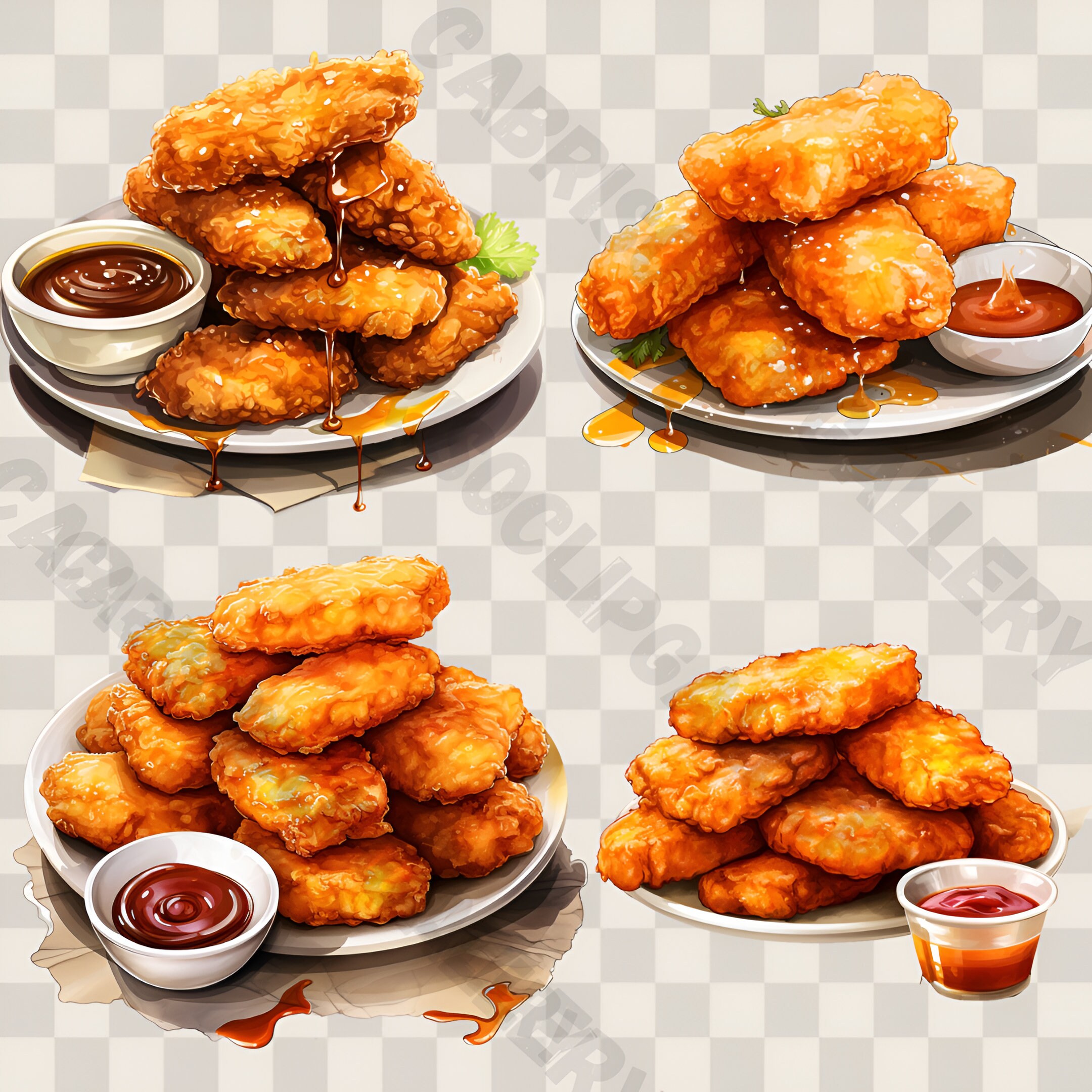 Fast Food,chicken Nuggets Watercolor Clipart, Fast Food Png Graphics ...