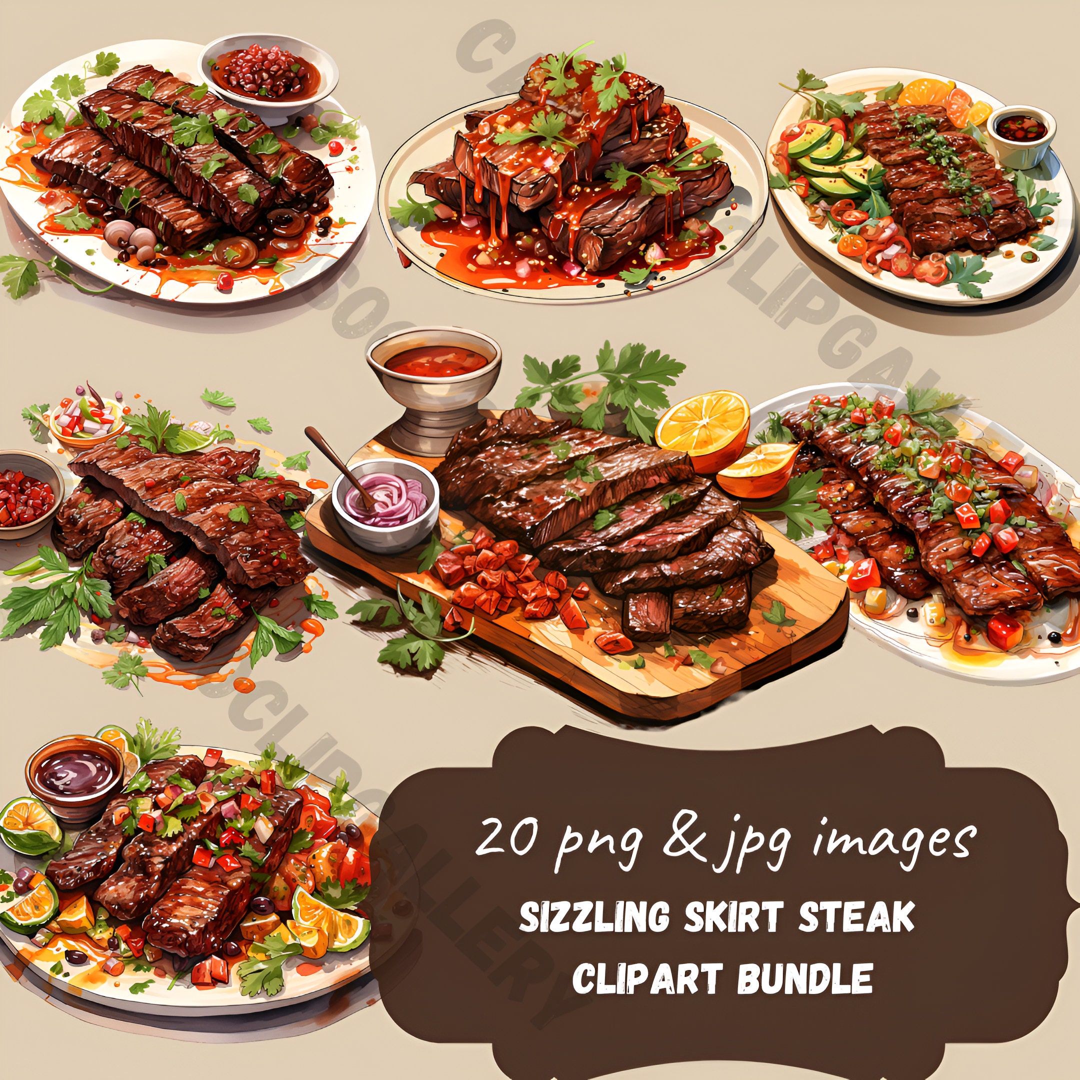 Fastfood, Steak Watercolor Clipart, Fastfood Png Graphics,sizzling ...