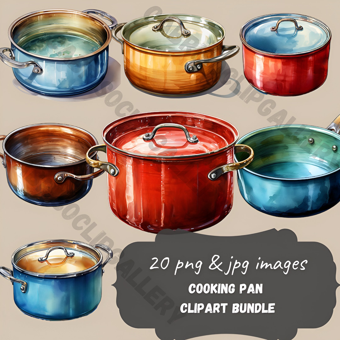 Home Decor, Cooking Pan Watercolor Clipart, Pan, Cooking Pan, Kitchen ...