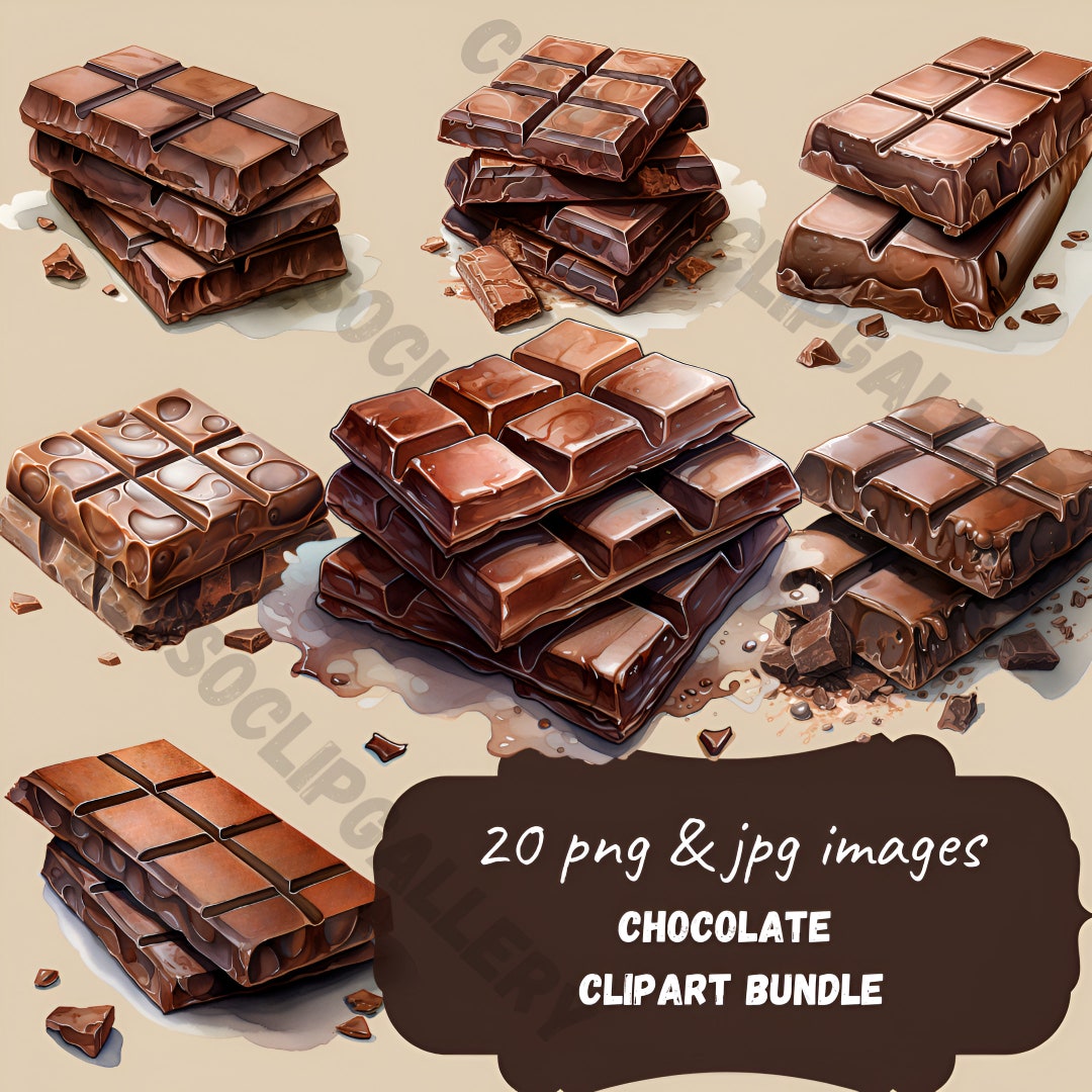 Watercolor Chocolate Clipart, 20 High Resolution PNG, Candy Clipart ...