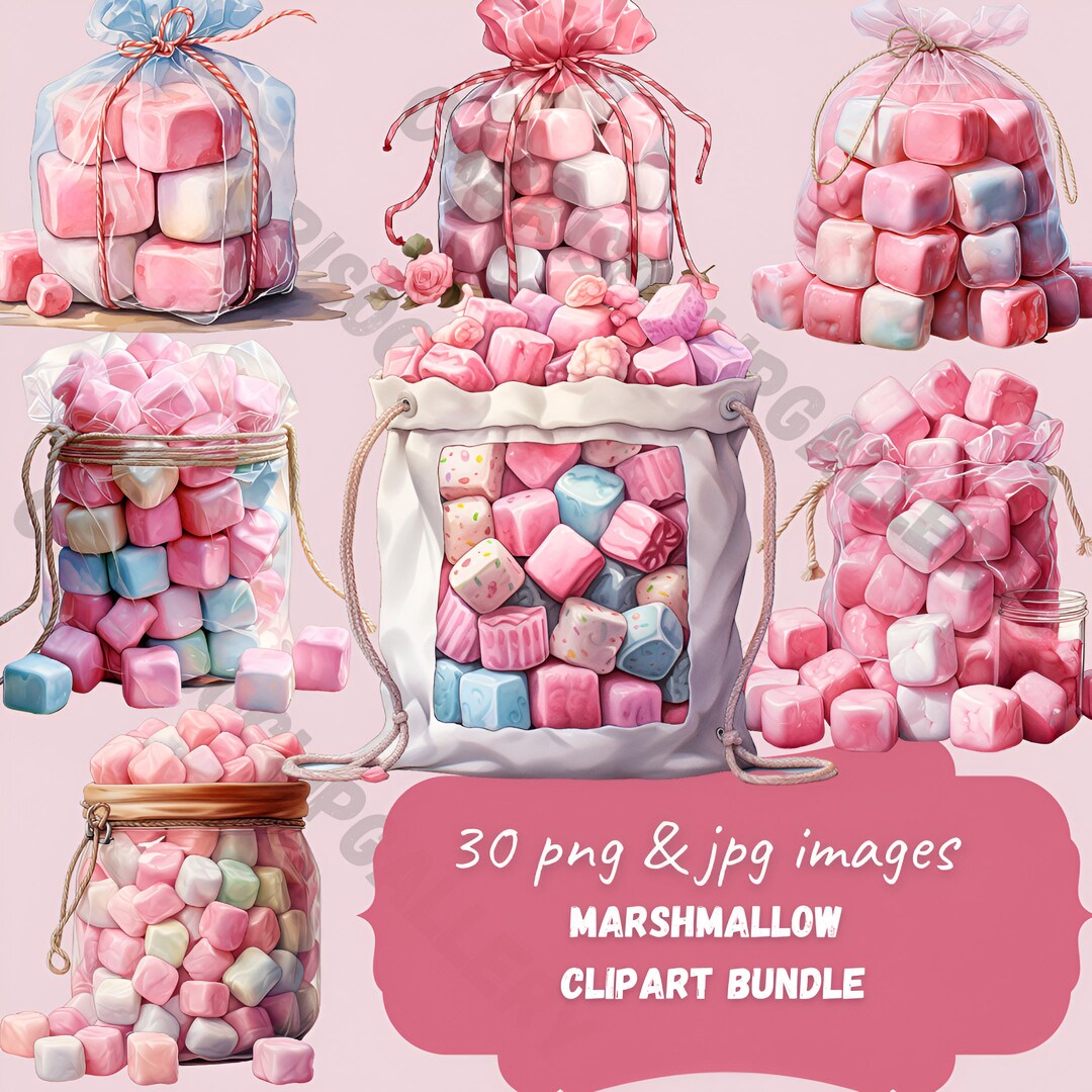 Candy, Valentine, Mashmellow Watercolor Clipart, Sweets Png Graphics ...