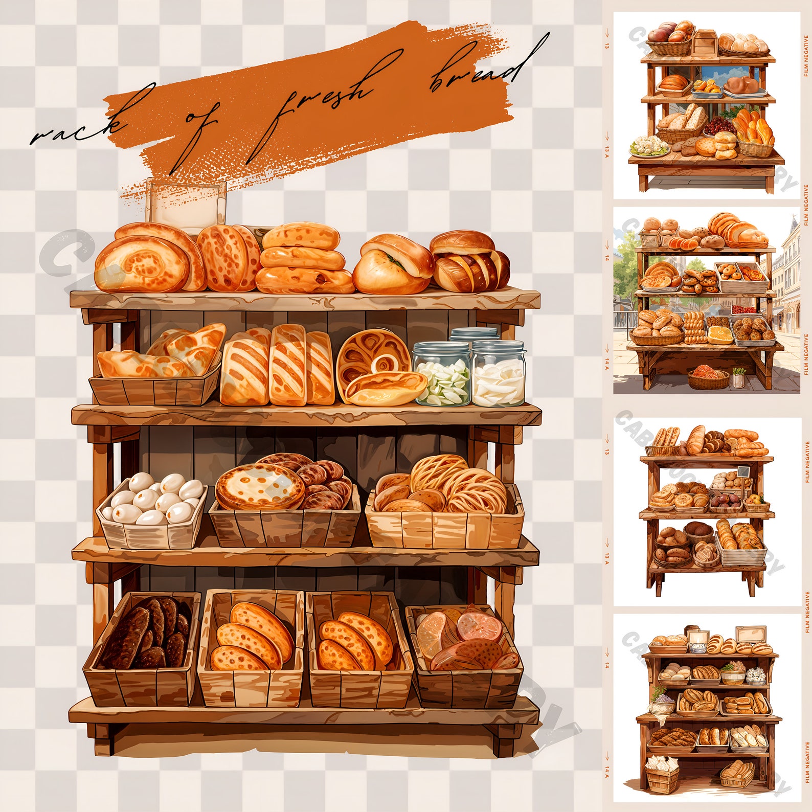 Baked Goods, Baking Watercolor Clipart, Dessert Png Graphics, Bread ...