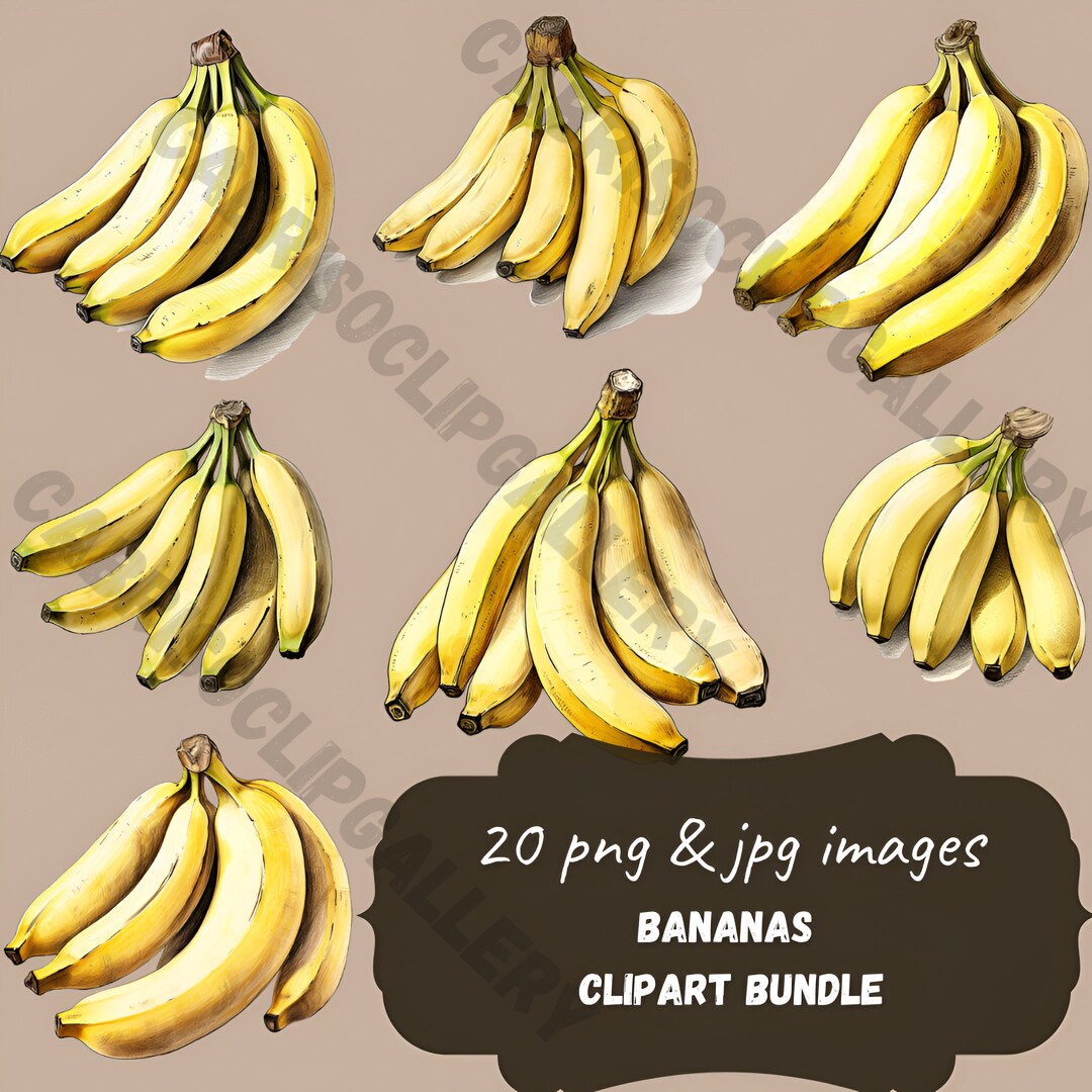 Watercolor Bananas Clipart | Food Clipart Bundle | Fruits Clipart ...