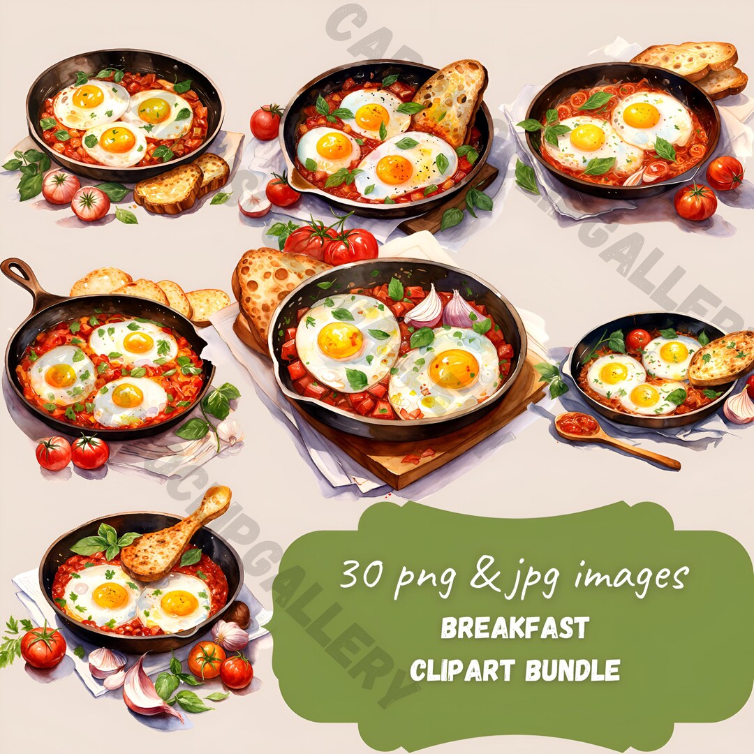 Breakfast, Food Watercolor Clipart, Eggs Png Graphics, Breakfast Eegs ...