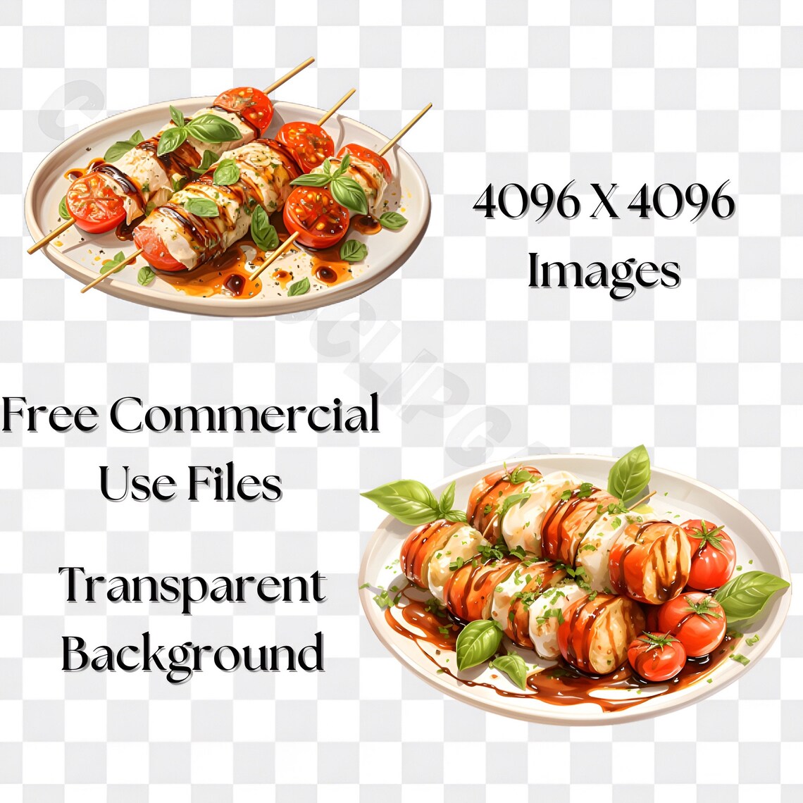 Watercolor Caprese Skewers Clipart | Food Illustration (digital ...