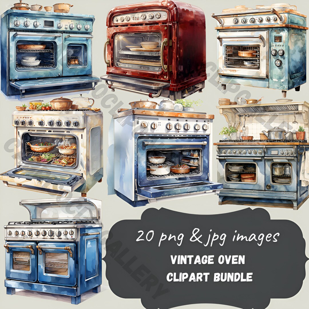 Watercolor Kitchen Decor Clipart, 20 High Resolution PNG, Oven Clipart ...