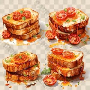 Food, Breakfast, Tomato Toast Clipart Bundle, Transparent PNG & JPG ...