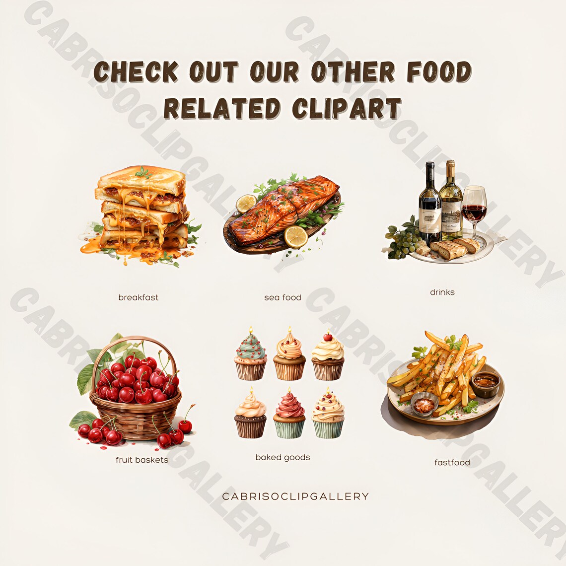 Watercolor Fast Food Clipart, 20 High Resolution PNG, Street Food ...