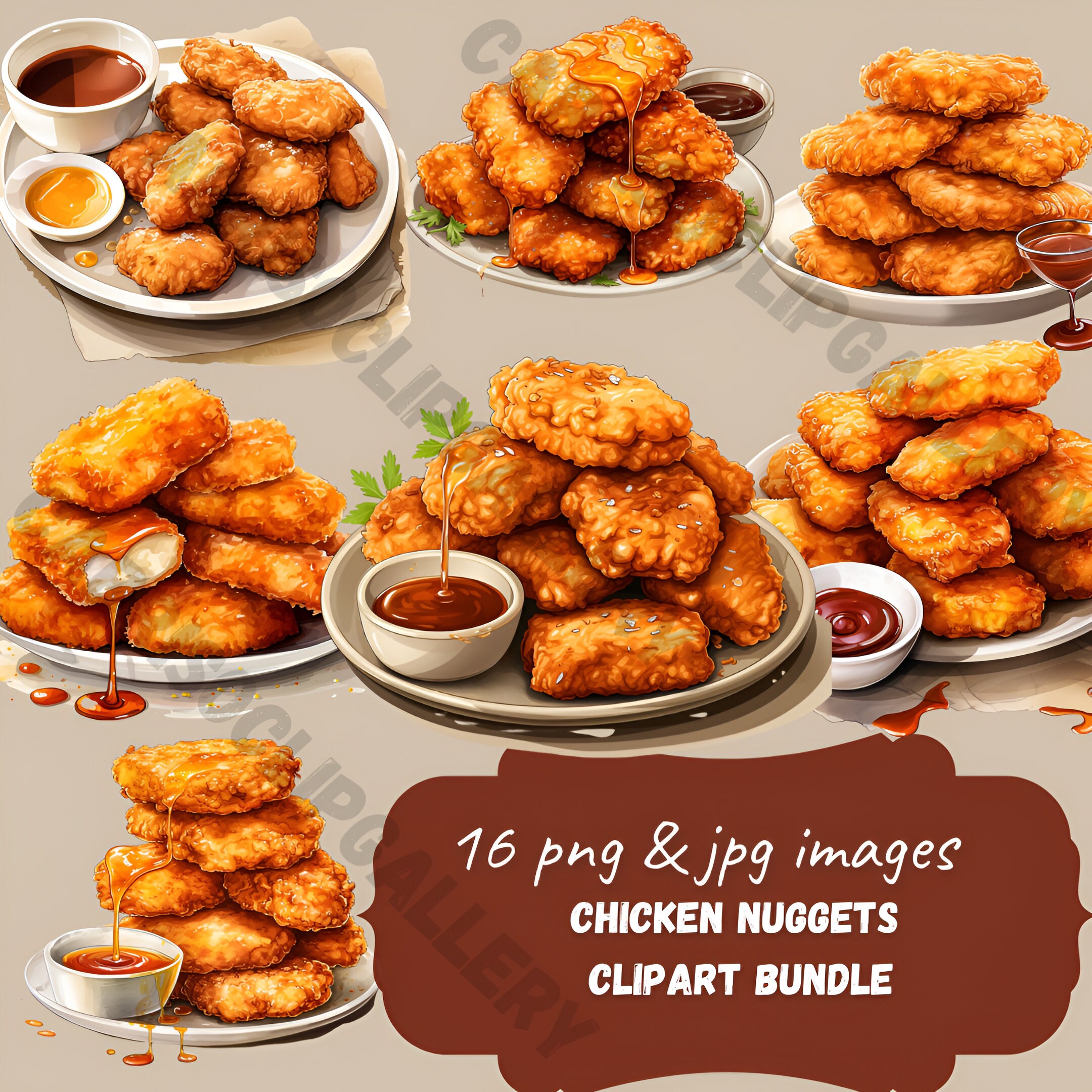 Fast Food,chicken Nuggets Watercolor Clipart, Fast Food Png Graphics ...