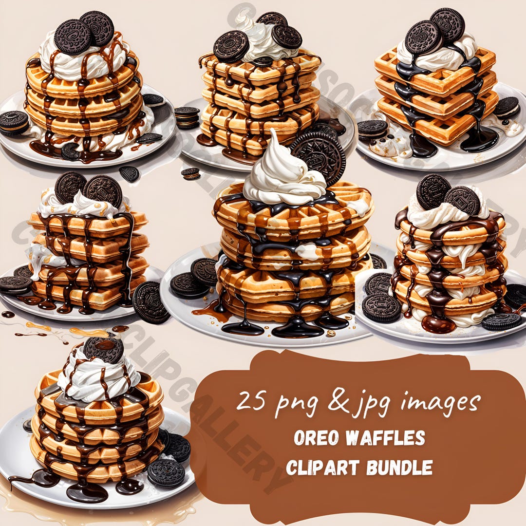 Food, Oreo Waffles Watercolor Clipart, Waffles Png Graphics, Ong Sweets ...