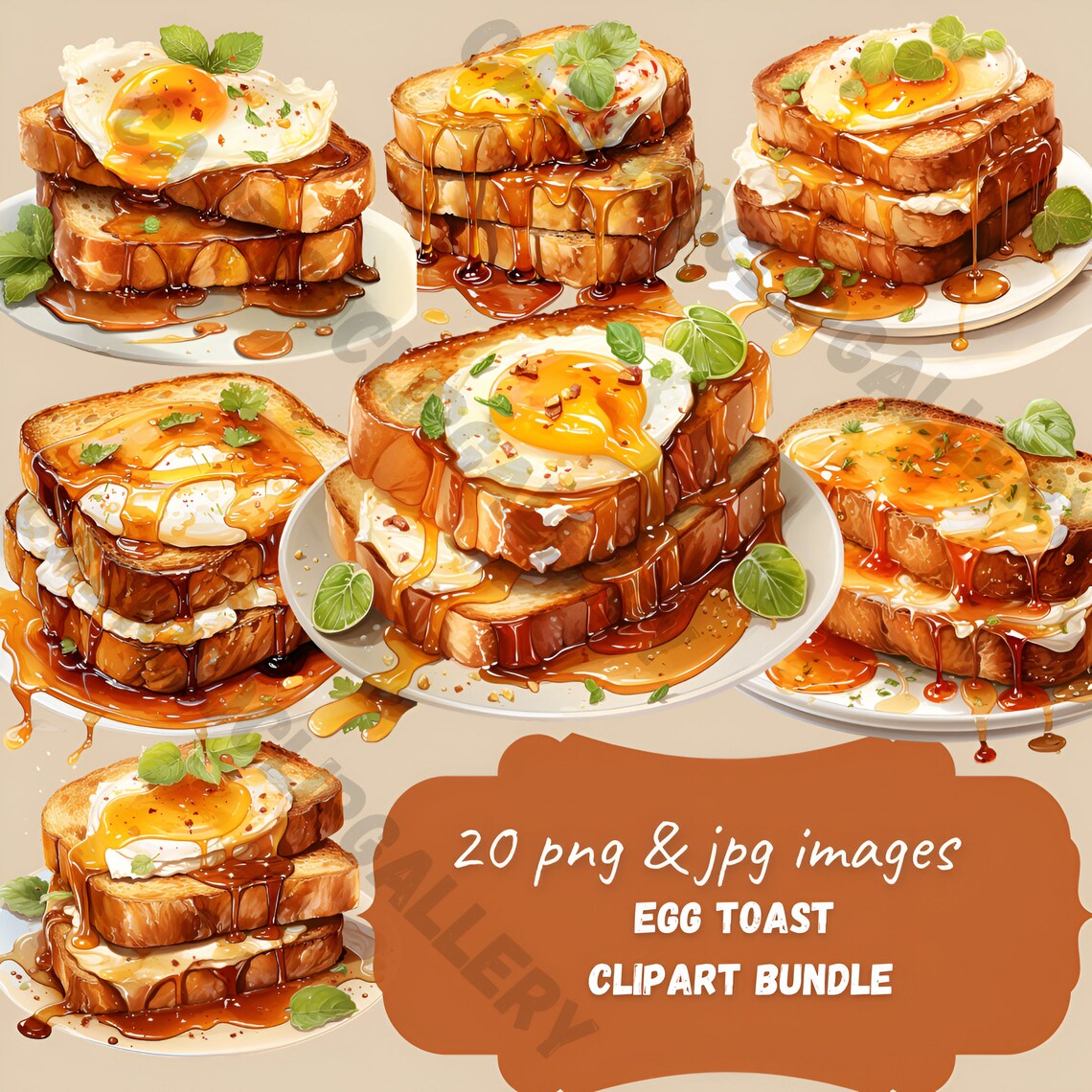 Breakfast, Egg Toast Watercolor Clipart, Breakfast Png Graphics, Egg ...