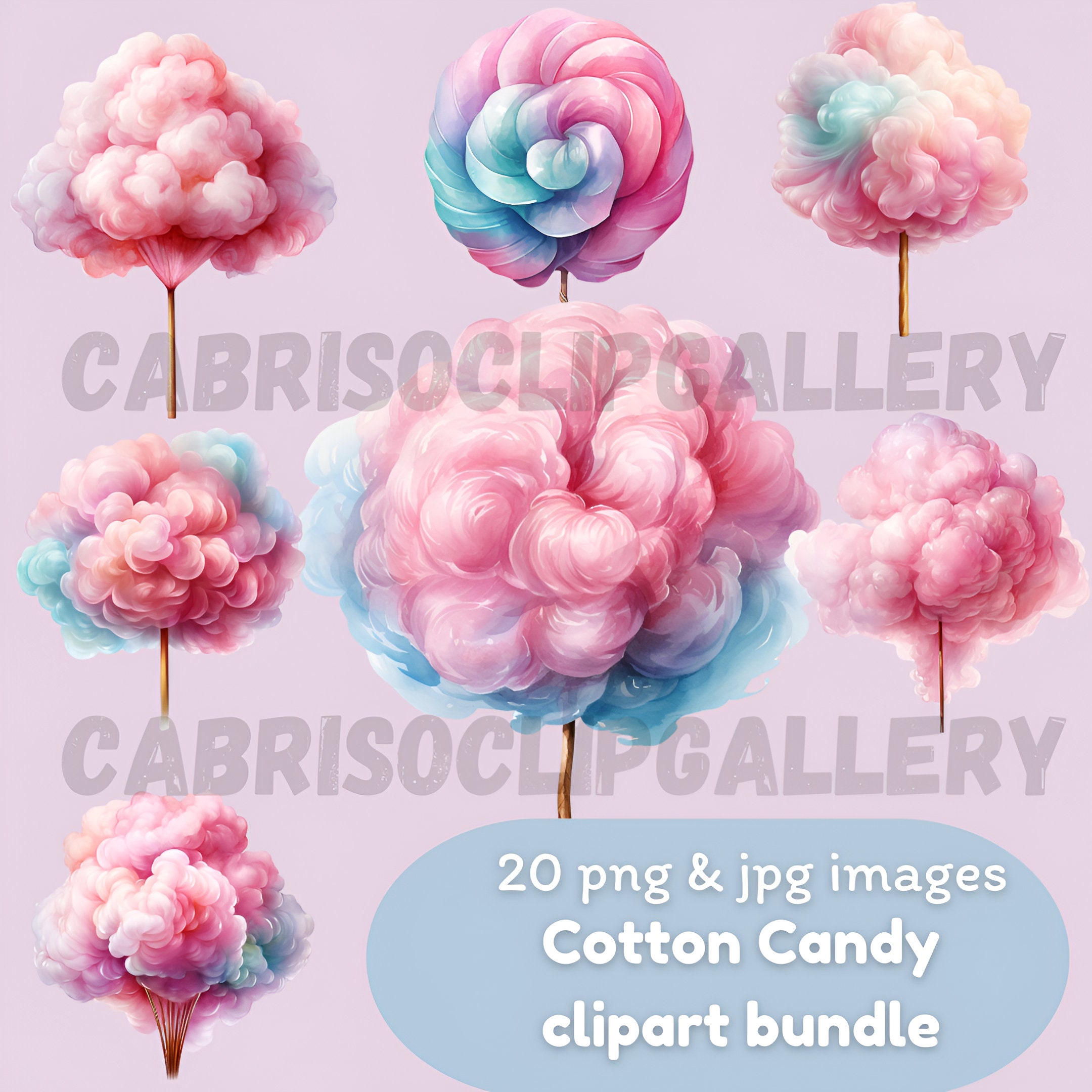 Candy, Cotton Candy Clipart Bundle Transparent Images for Scrapbooking ...