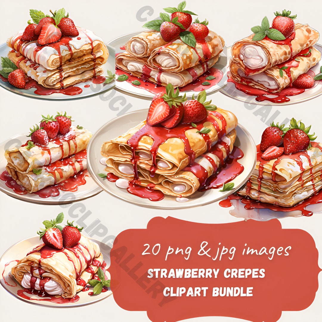 Watercolor Crepes Clipart, Breakfast Food Illustrations (PNG, JPG) - Etsy